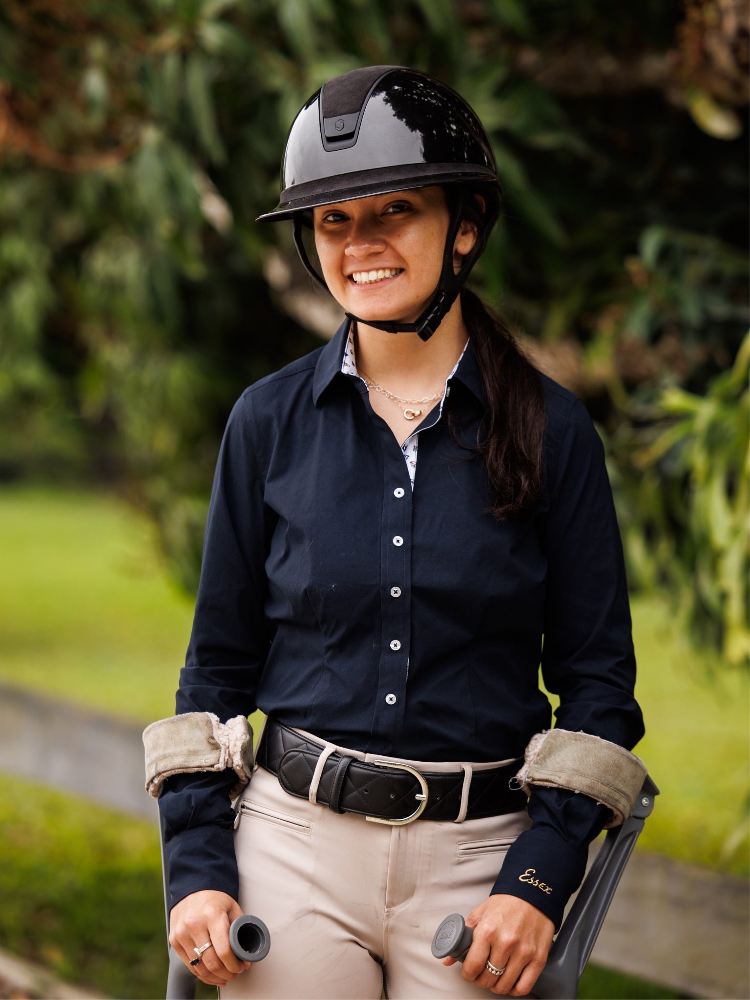 Dora II Schooling Shirt - Black with Happy Dogs Trim – Essex Classics