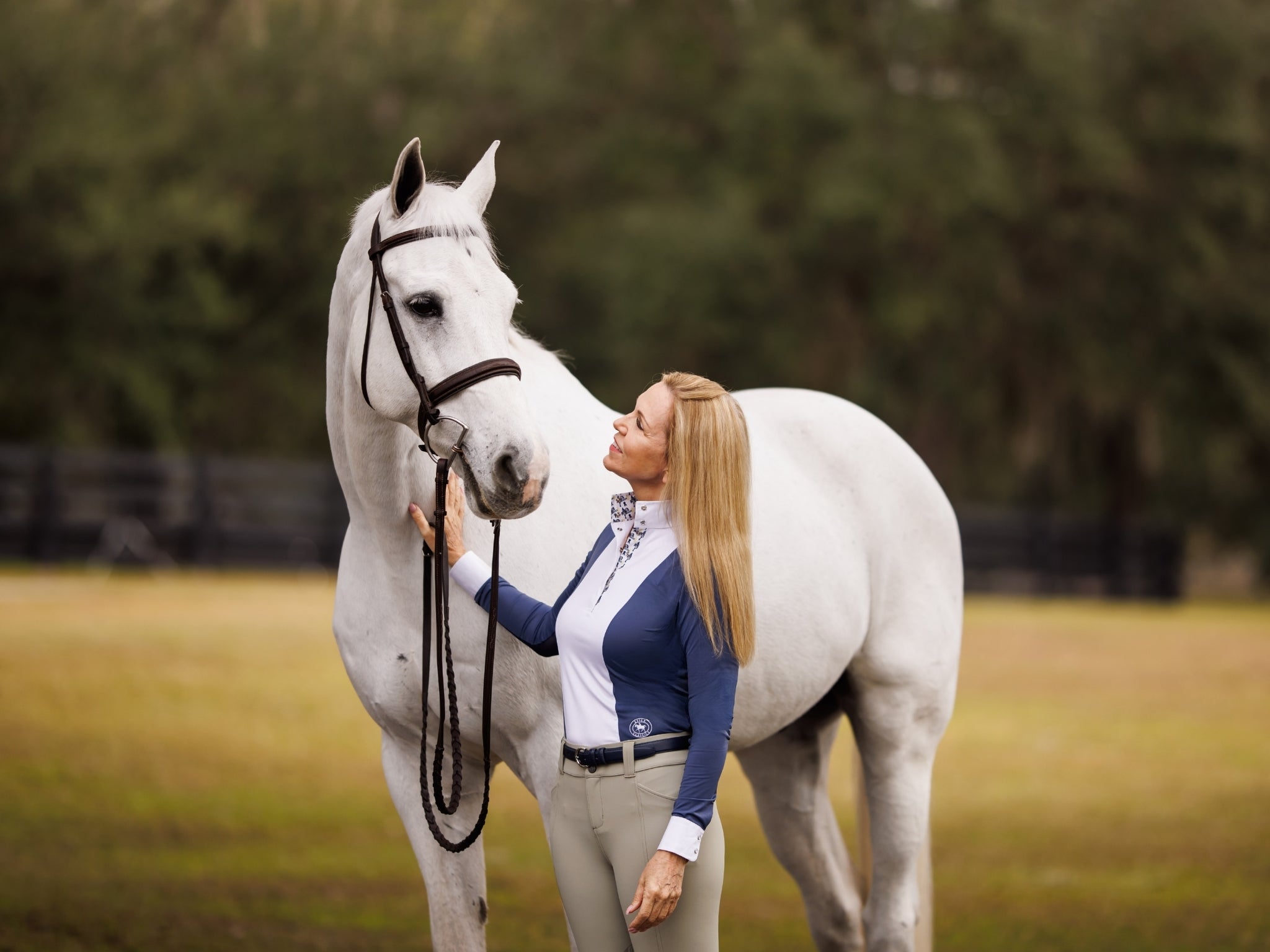 Ladies "Luna II" Marine Blue with Blue Ribbon Winner Long Sleeve Perfo ...